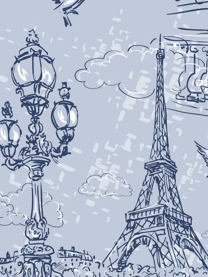Adesivo papel de parede Paris – azul – City Decor